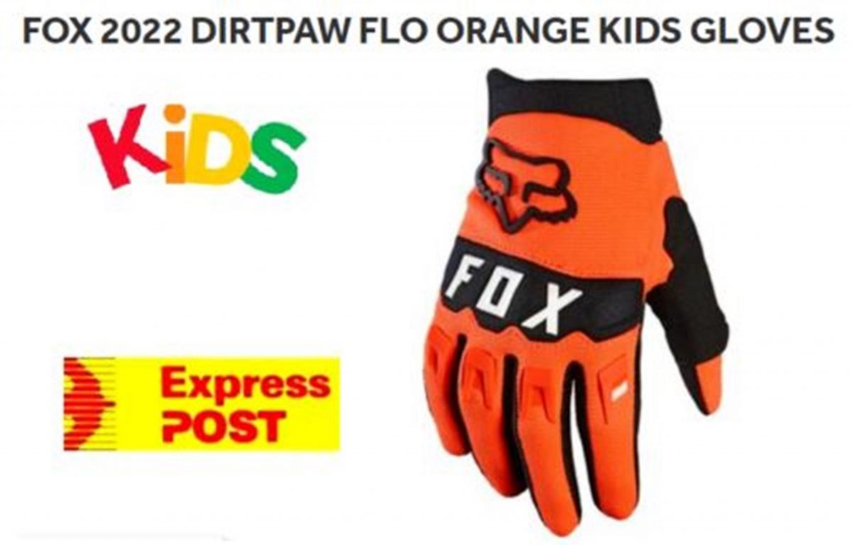 FOX Dirtpaw Youth Motocross gloves KTM Fluro Orange Kids Youth ...
